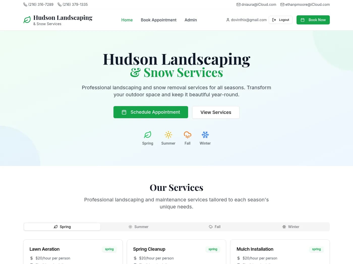 Hudson Landscaping and Snow Services Website