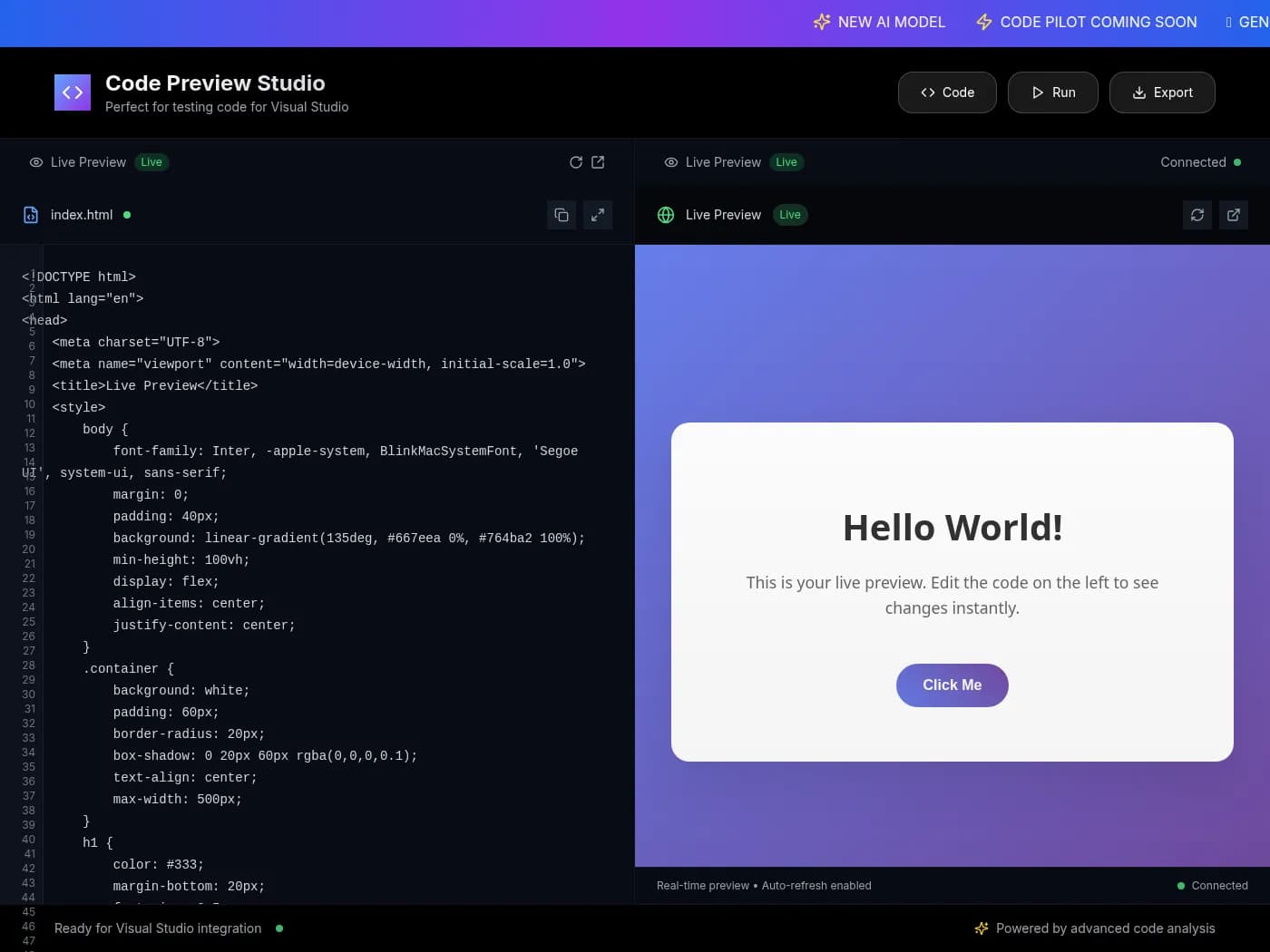 Real-time Code Preview App