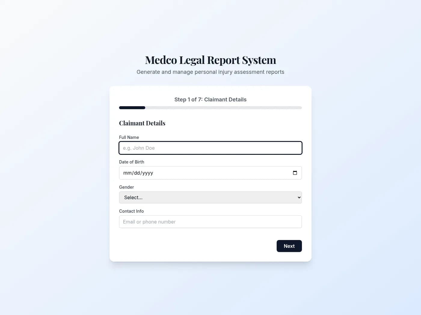 Medco Legal Report System