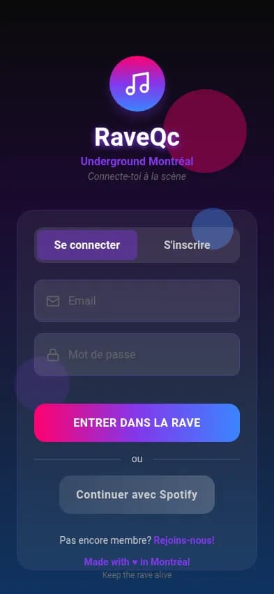 RaveQc Mobile Expo App