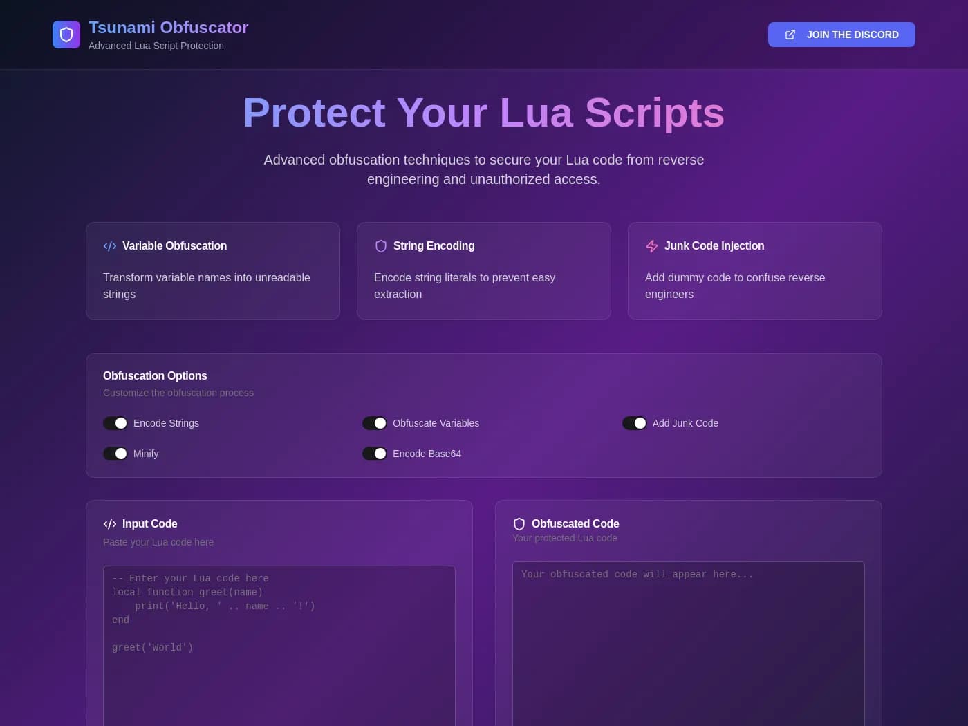 Tsunami Obfuscator - Lua Script Protection Tool