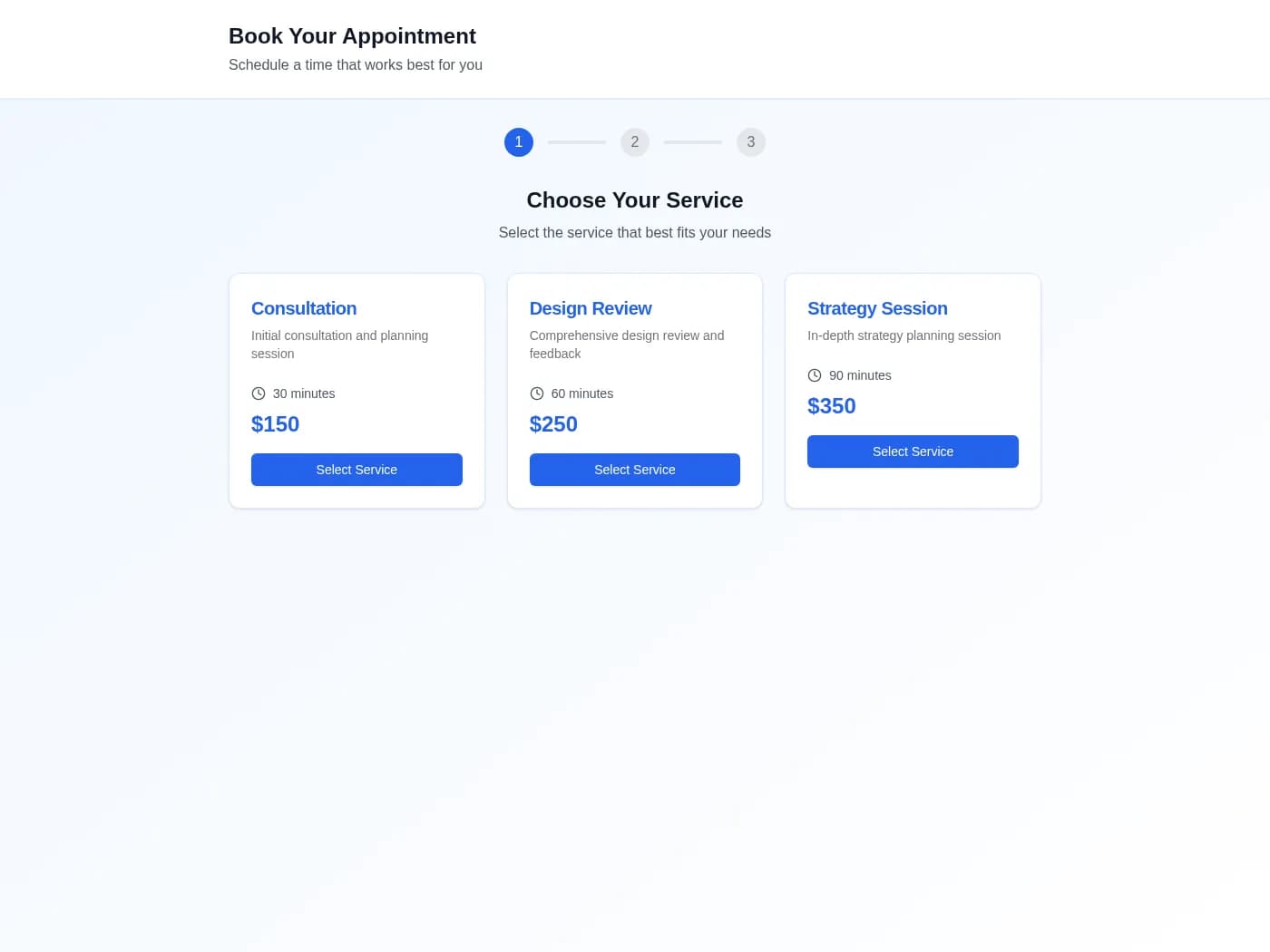 Booking Website with Availability Picker