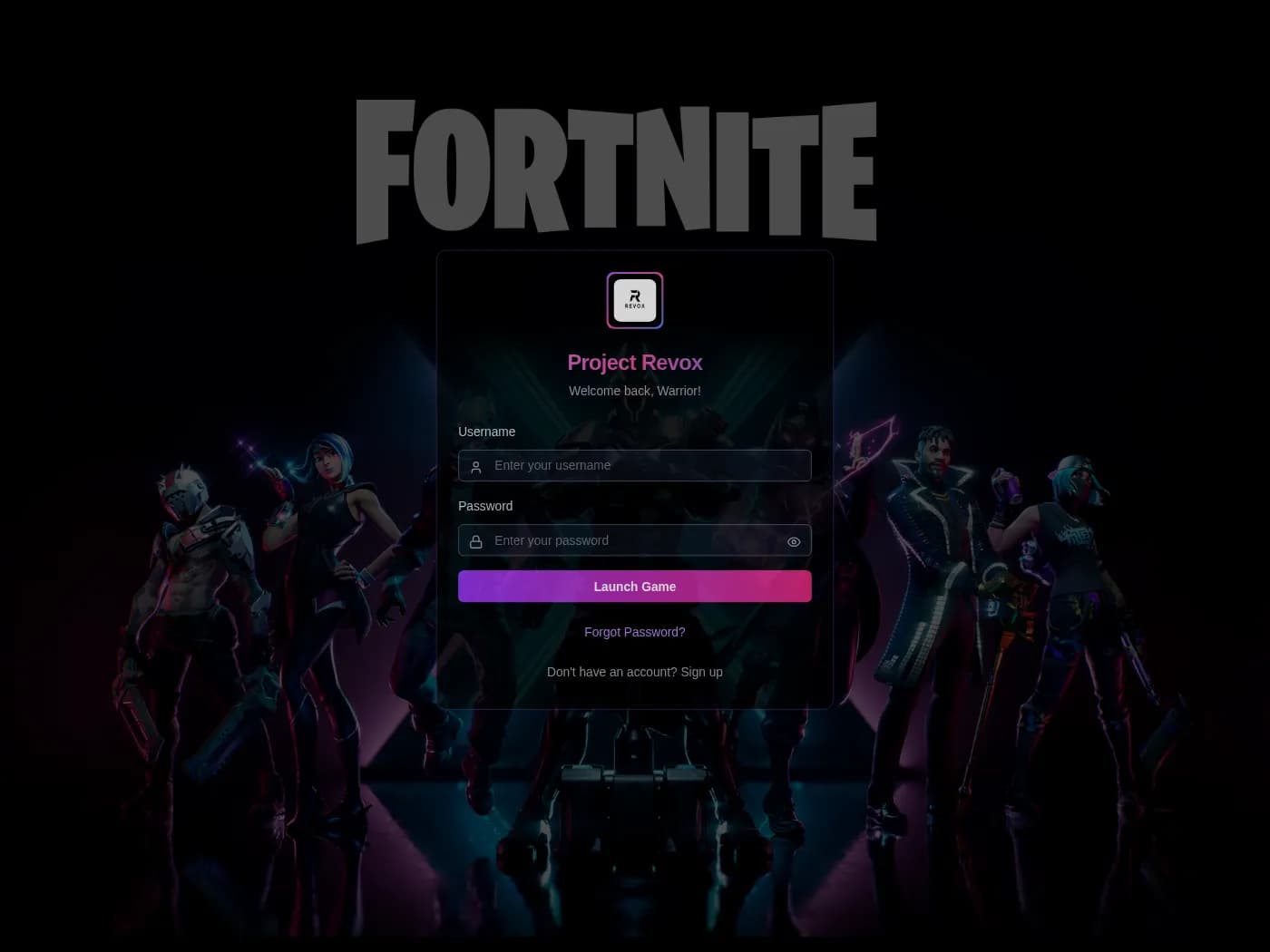 Project Revox - Fortnite Gaming Launcher