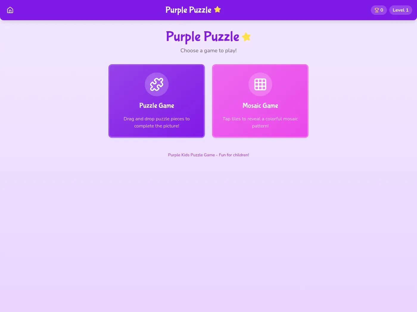 Purple Kids Puzzle Game