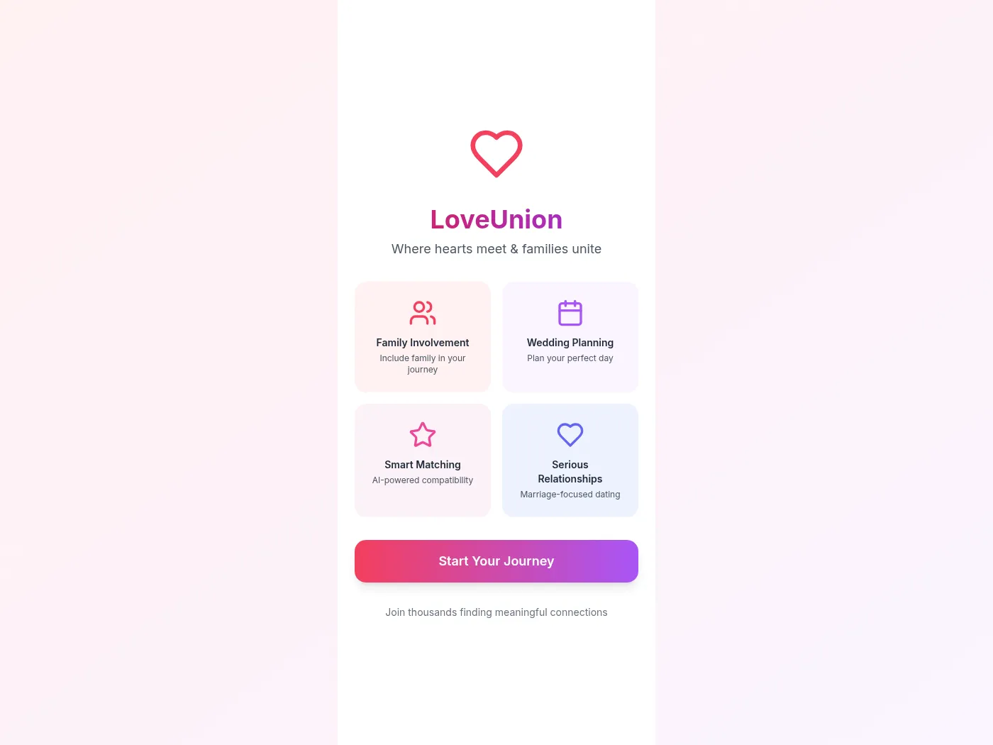Dating App with Matrimony Features UI