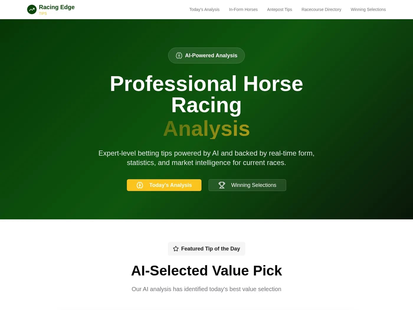 Racing Edge Tips - AI Horse Racing Analysis Platform