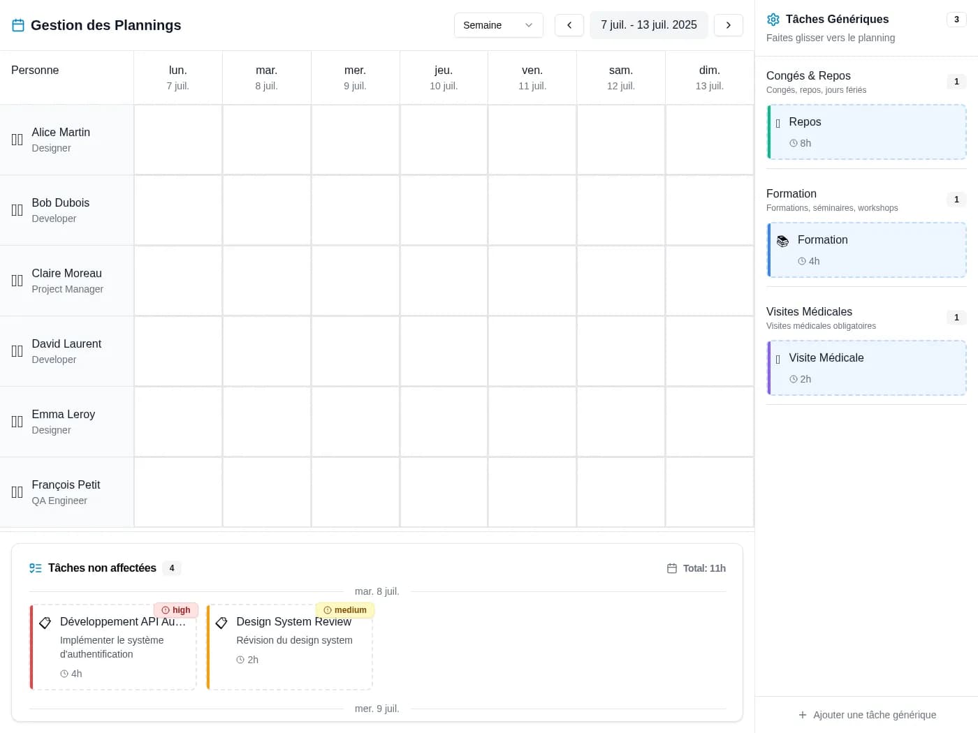 Team Schedule Management Dashboard