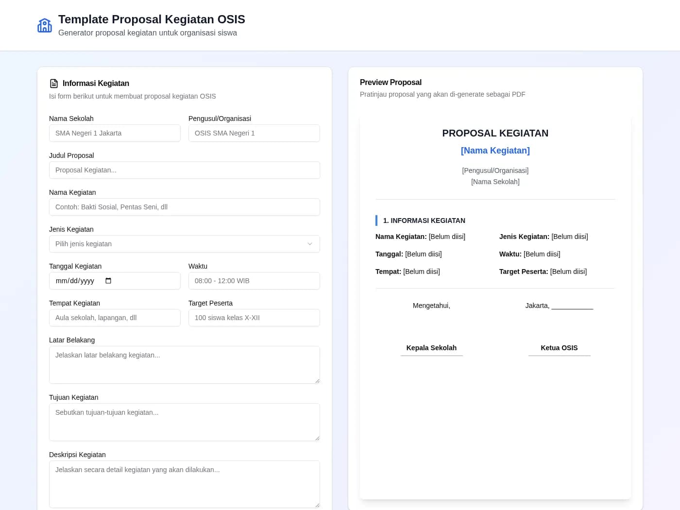 OSIS Activity Proposal PDF Template