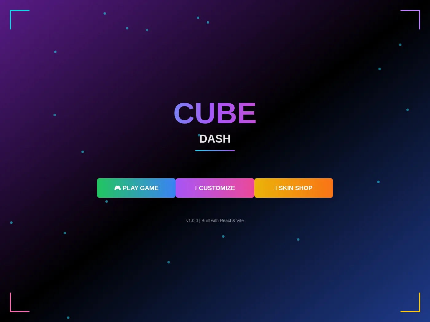 Geometry Dash Style Web Game with Customizable Cube