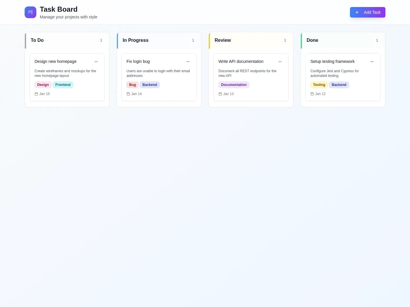 Trello-style Task Board