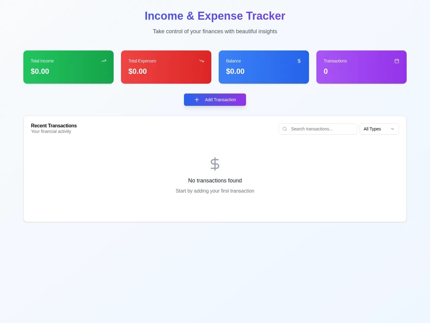 Income and Expense Tracker