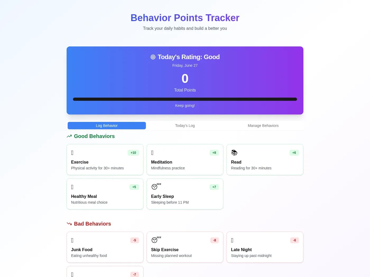 Behavior Points Tracker