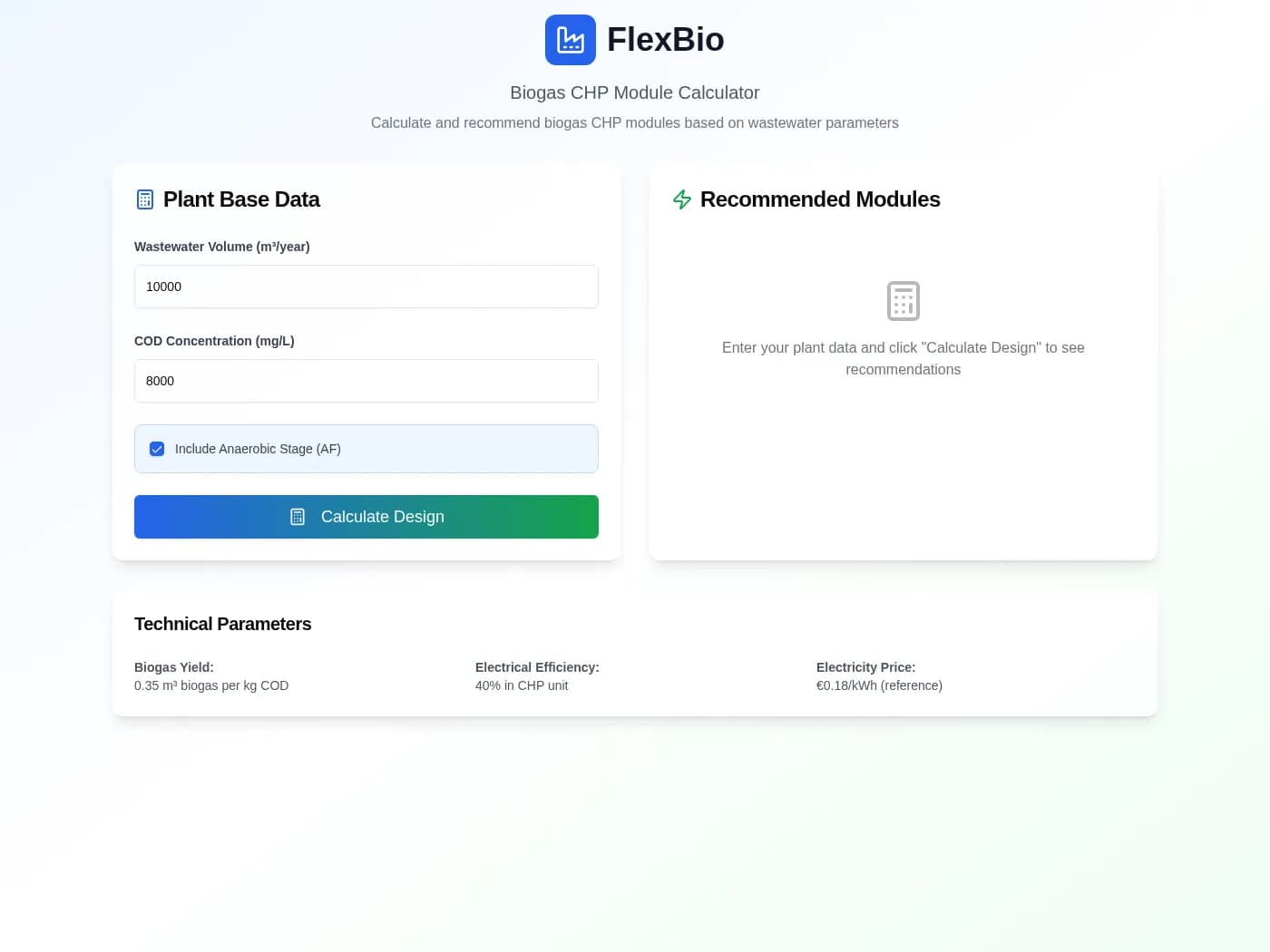 FlexBio Auslegungs-WebApp