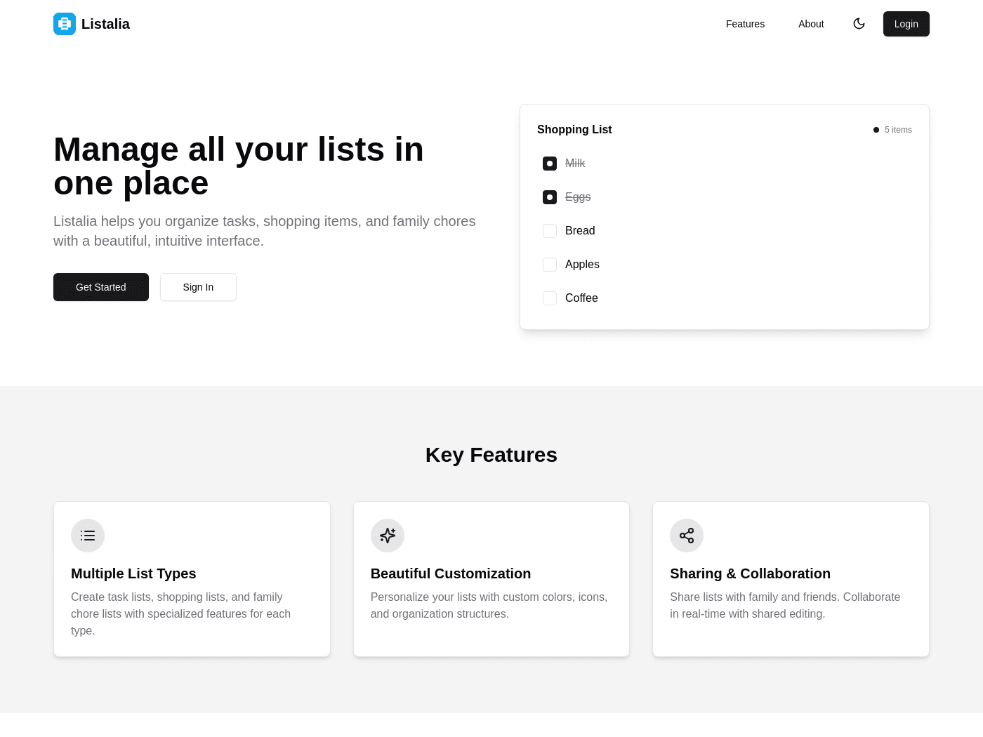 Listalia App