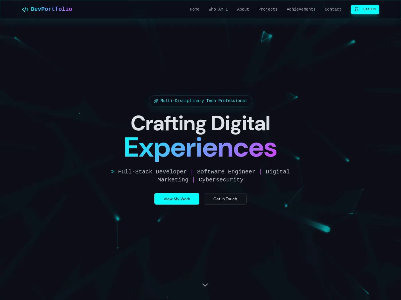 Animated 3D Storytelling Portfolio for Multi-Disciplinary Tech Professionals