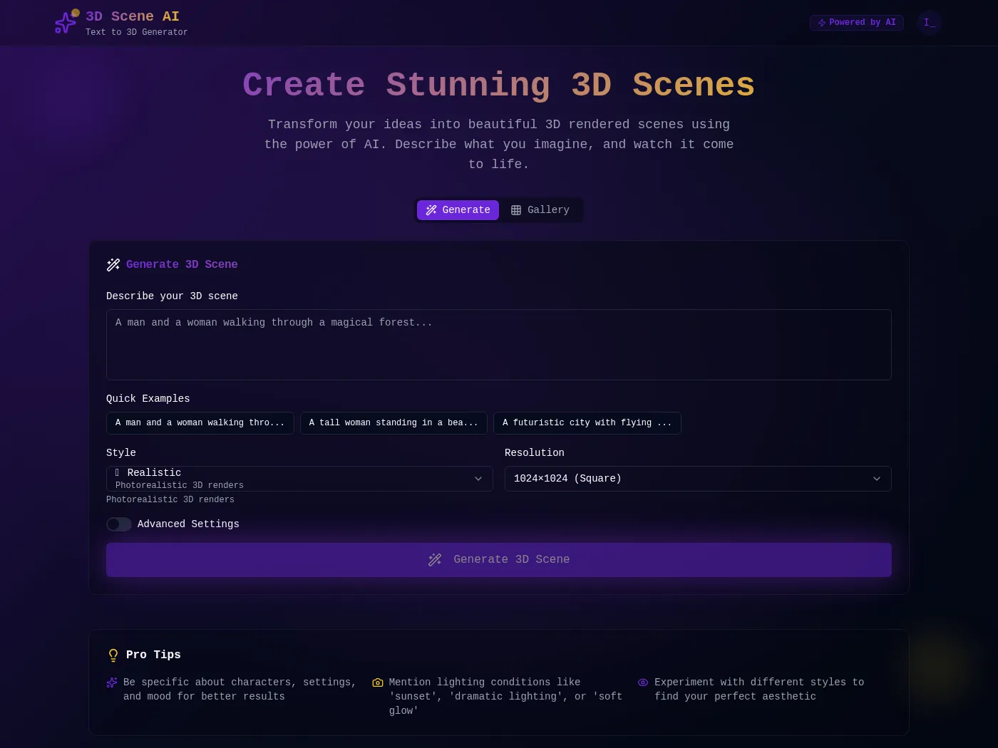 3D Text-to-Scene Generator