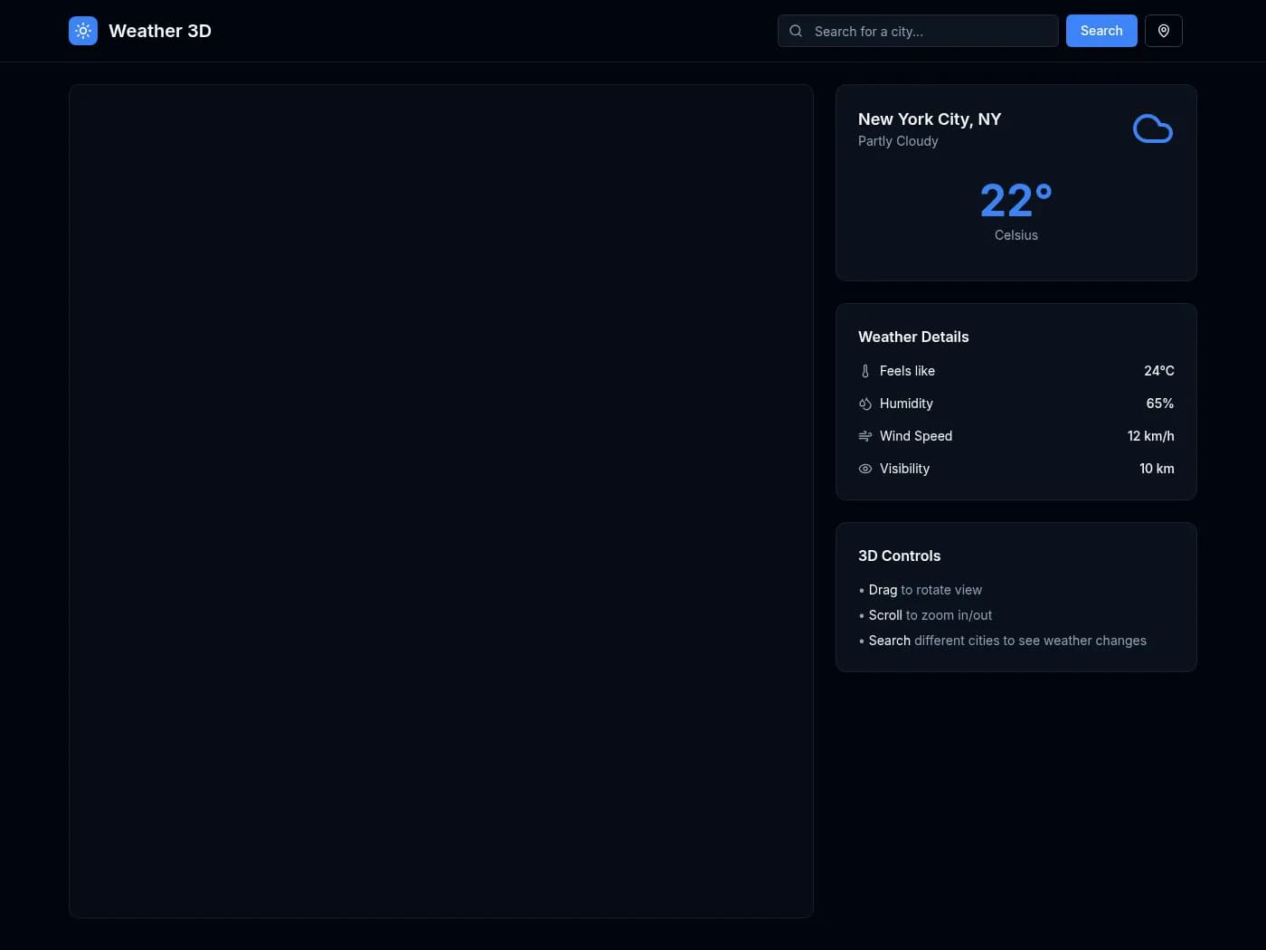 3D Interactive Weather Visualization App