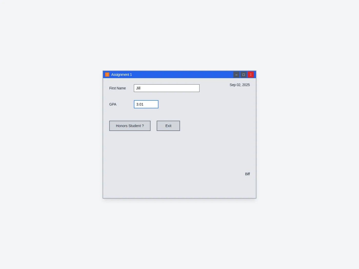 A1_LastName: Personalized C# .NET Windows Forms Assignment App