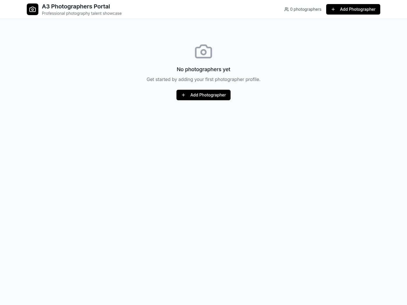 A3 Photographers Listing Portal