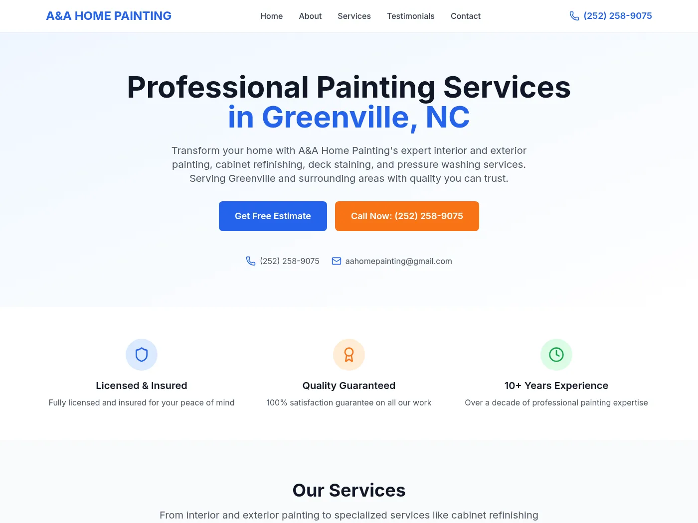 AA Home Painting Services Website