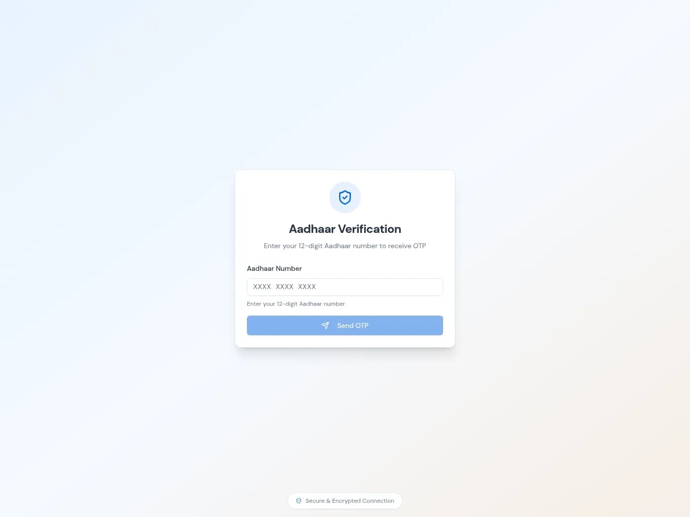 Aadhaar Real-Time OTP Verification Webpage