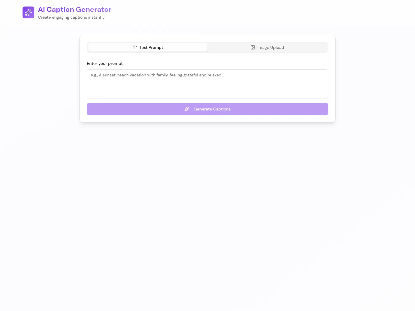 AI Caption Recommender Website