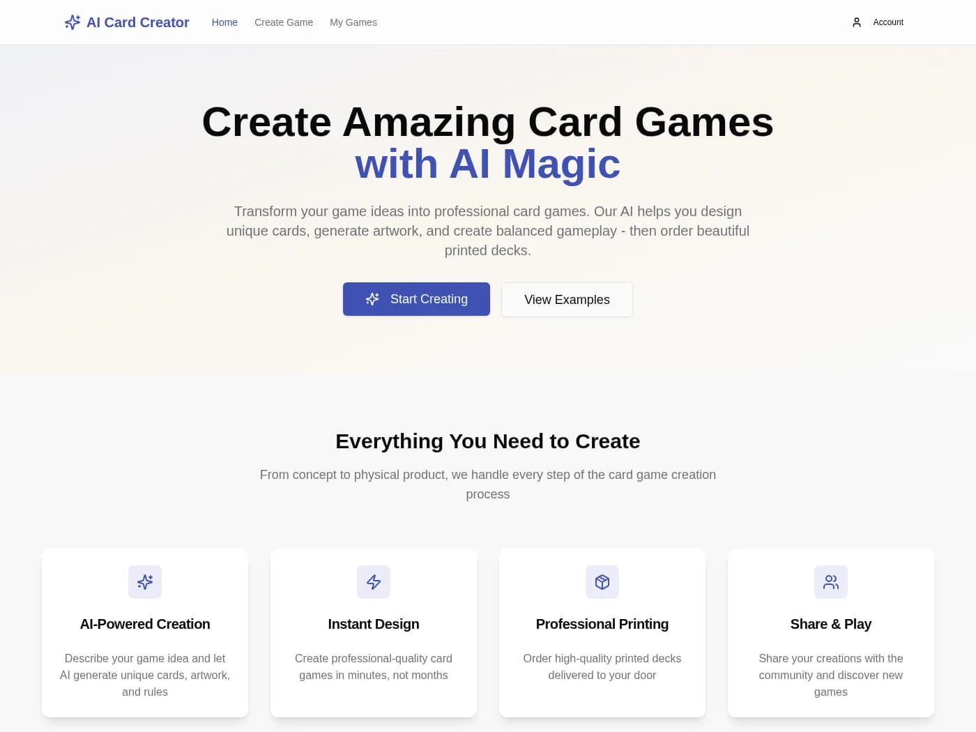 AI-Powered Custom Card Game Creator