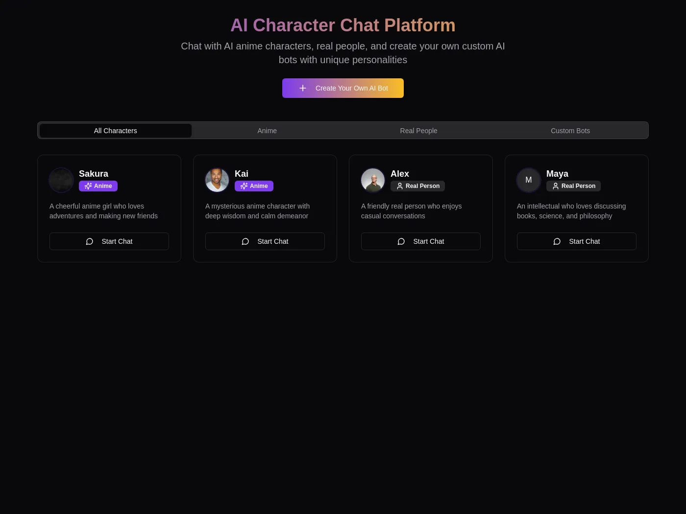 AI Character Chat Platform