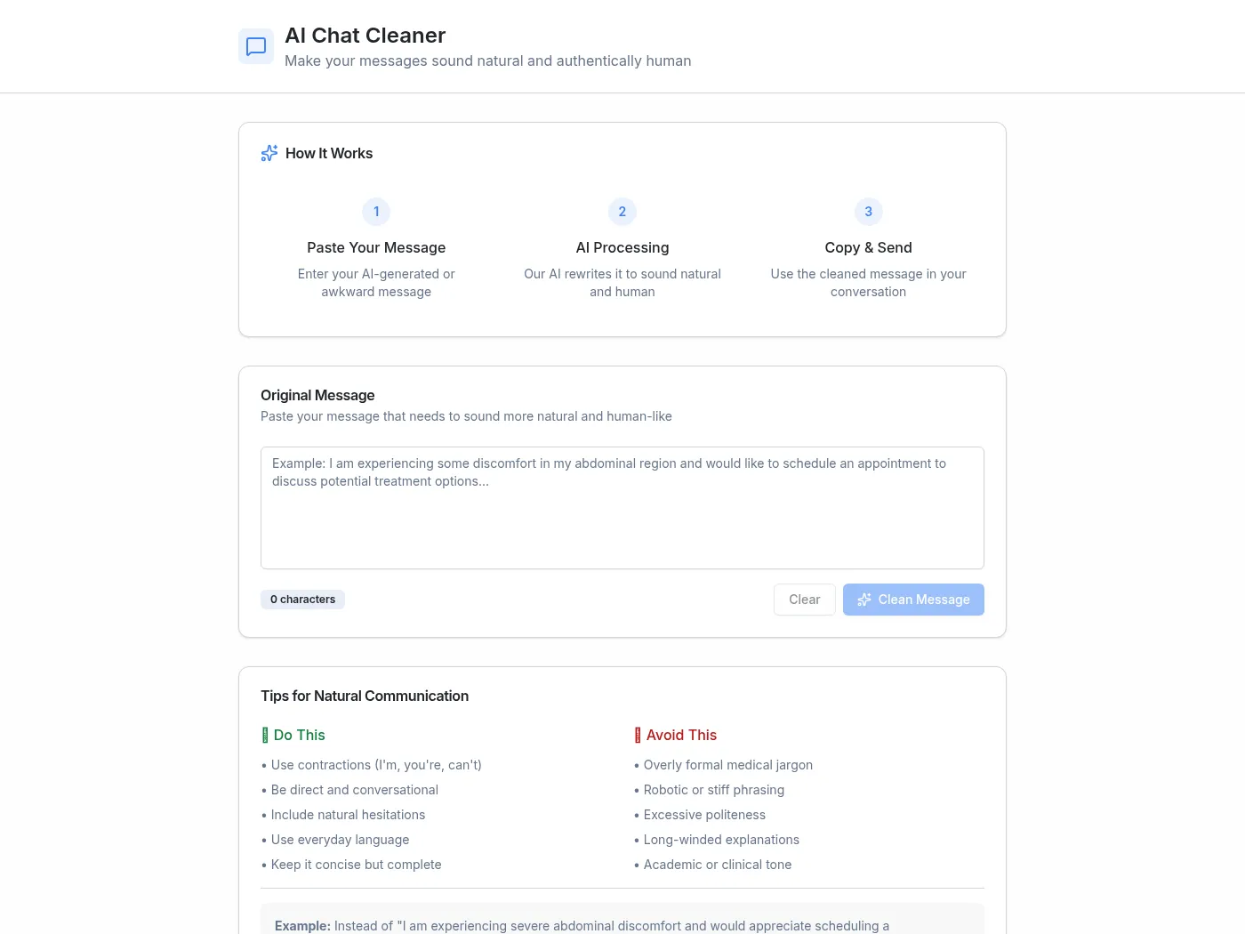 AI Chat Cleaner for Authentic Doctor Communication