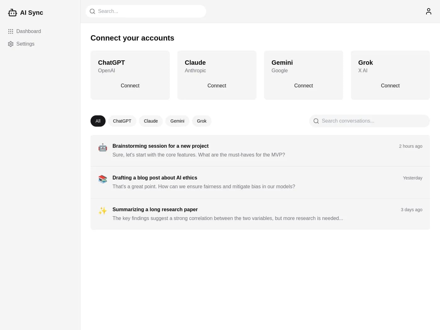 AI Chat History Sync