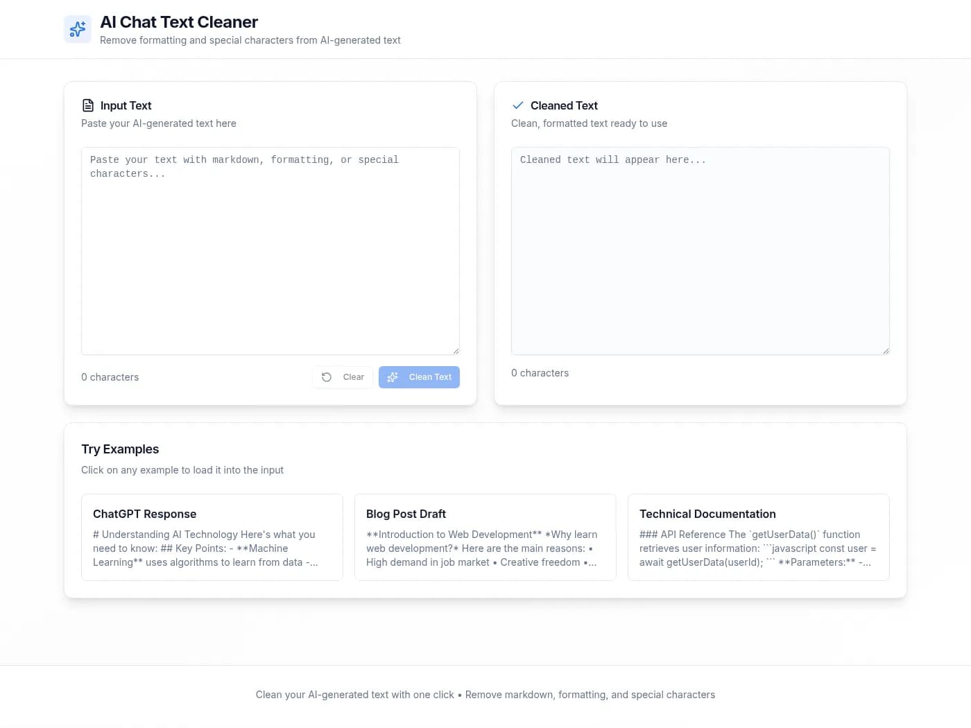 AI Chat Text Cleaner