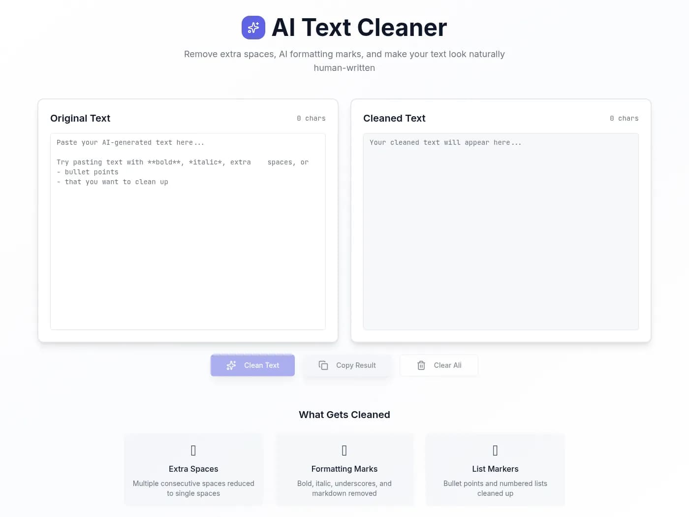 AI Chat Text Cleaner