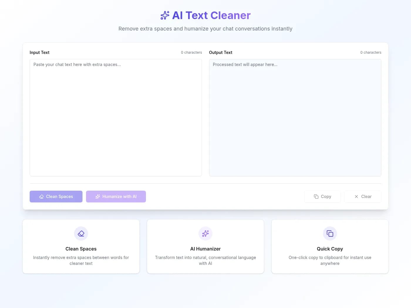 AI-Powered Chat Text Cleaner & Humanizer