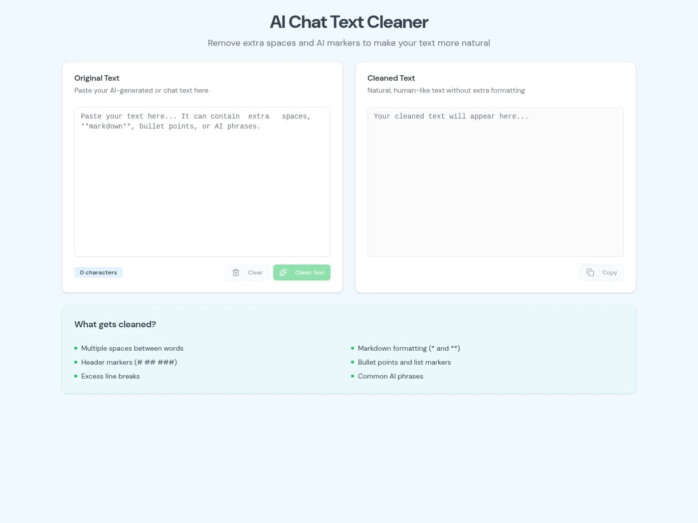 AI Chat Text Cleaner
