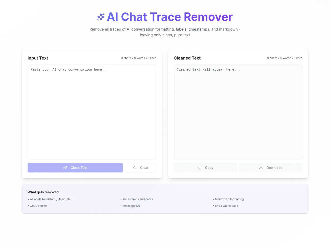 AI Chat Trace Remover Tool