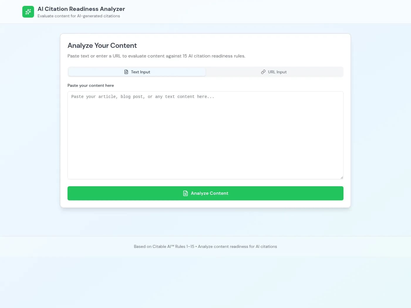 AI Citation Readiness Content Analyzer