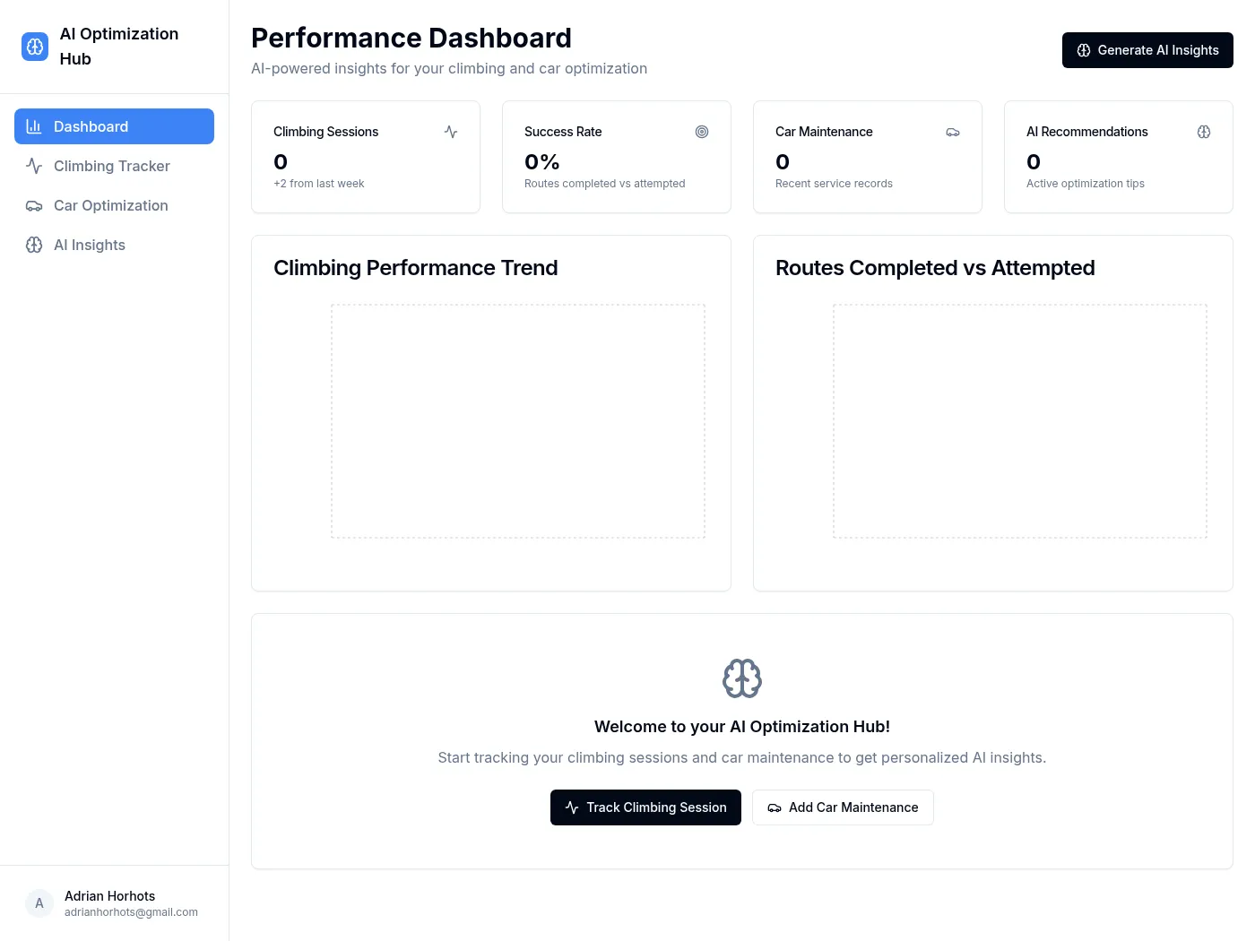 AI-Powered Climbing and Car Optimization Dashboard