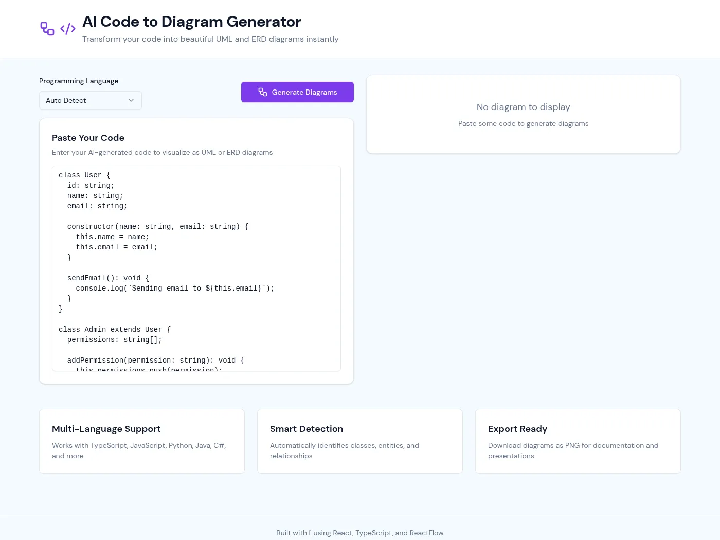 AI Code to UML & ERD Diagram Generator