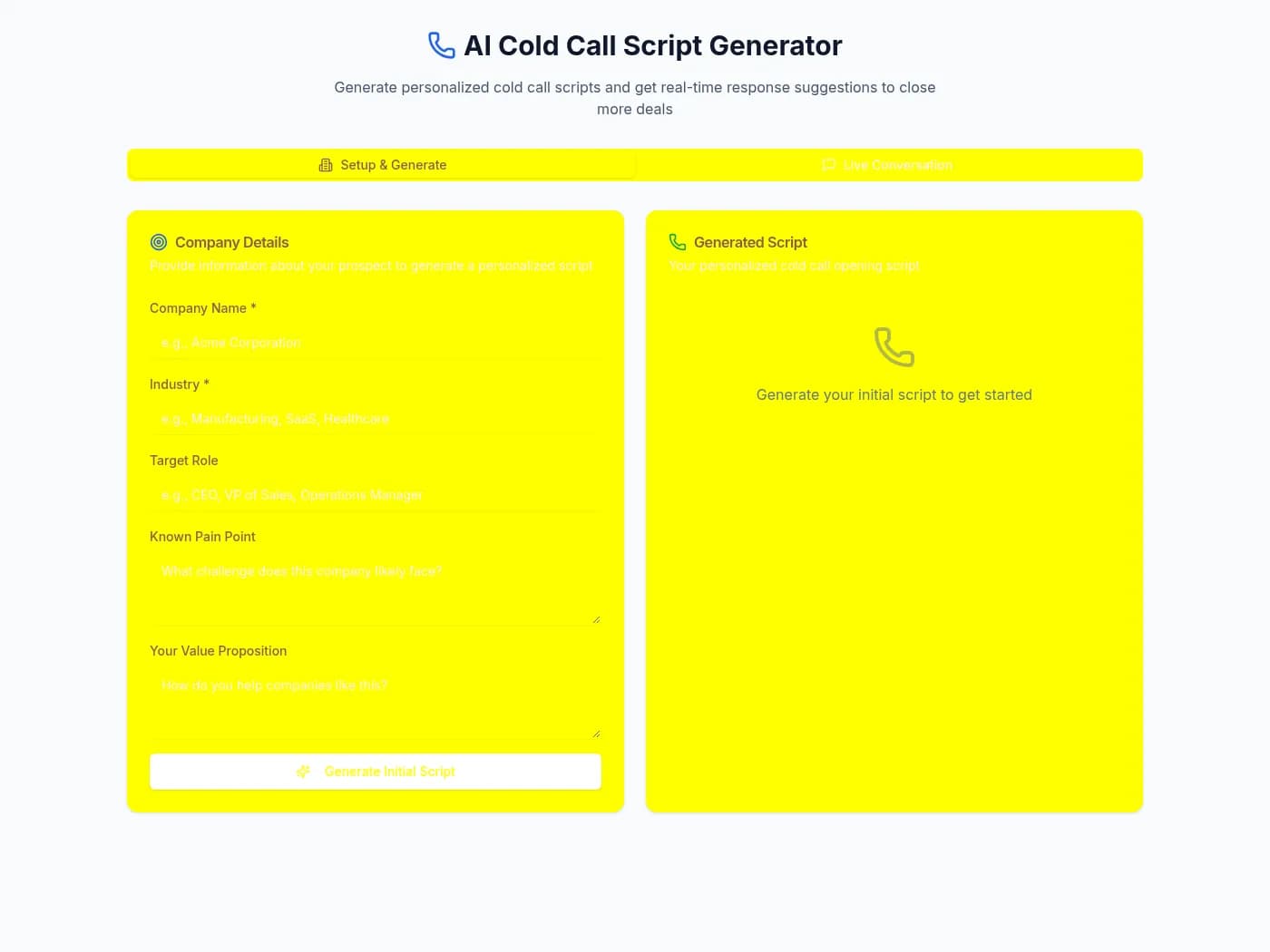AI Cold Call Script Generator