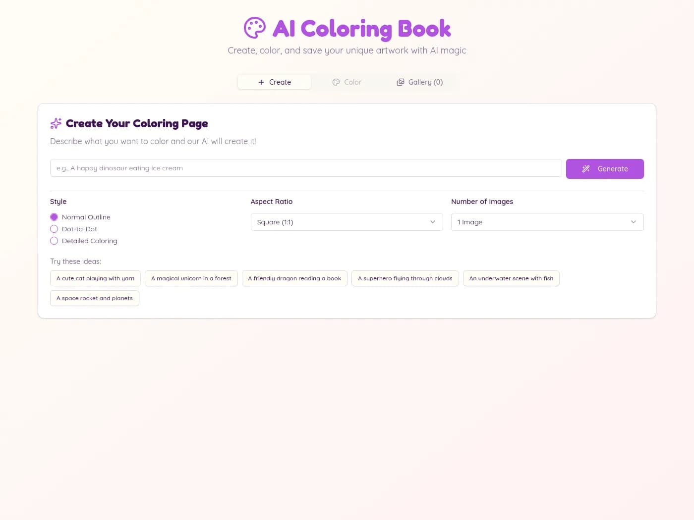 AI Coloring Book Creator