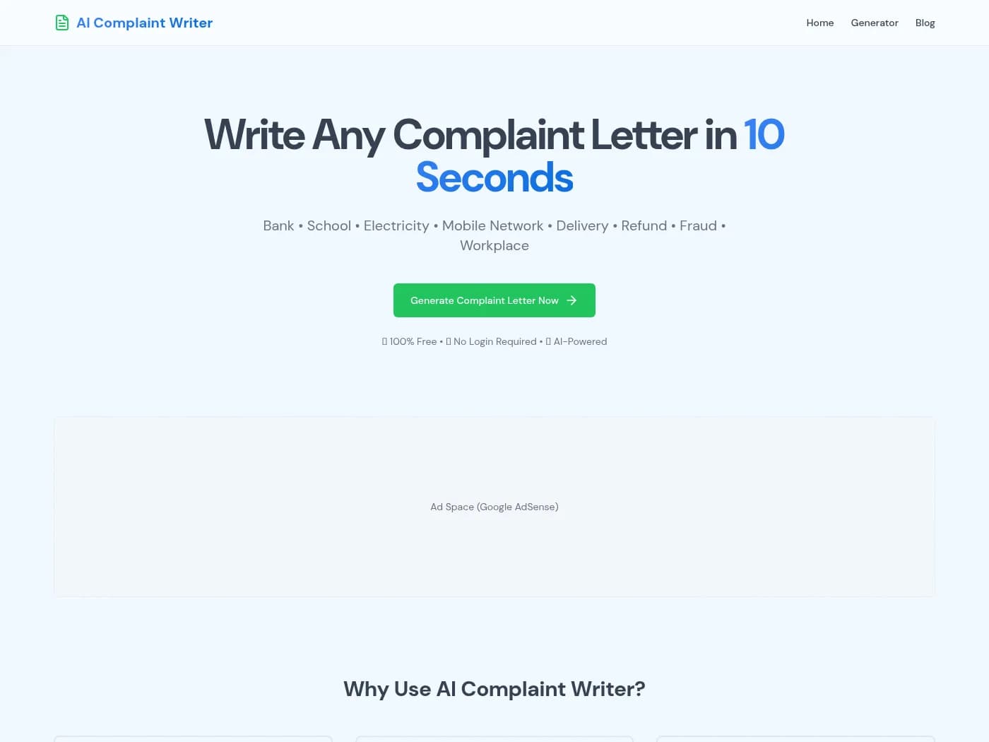 AI Complaint Writer – Rapid Professional Complaint Generator