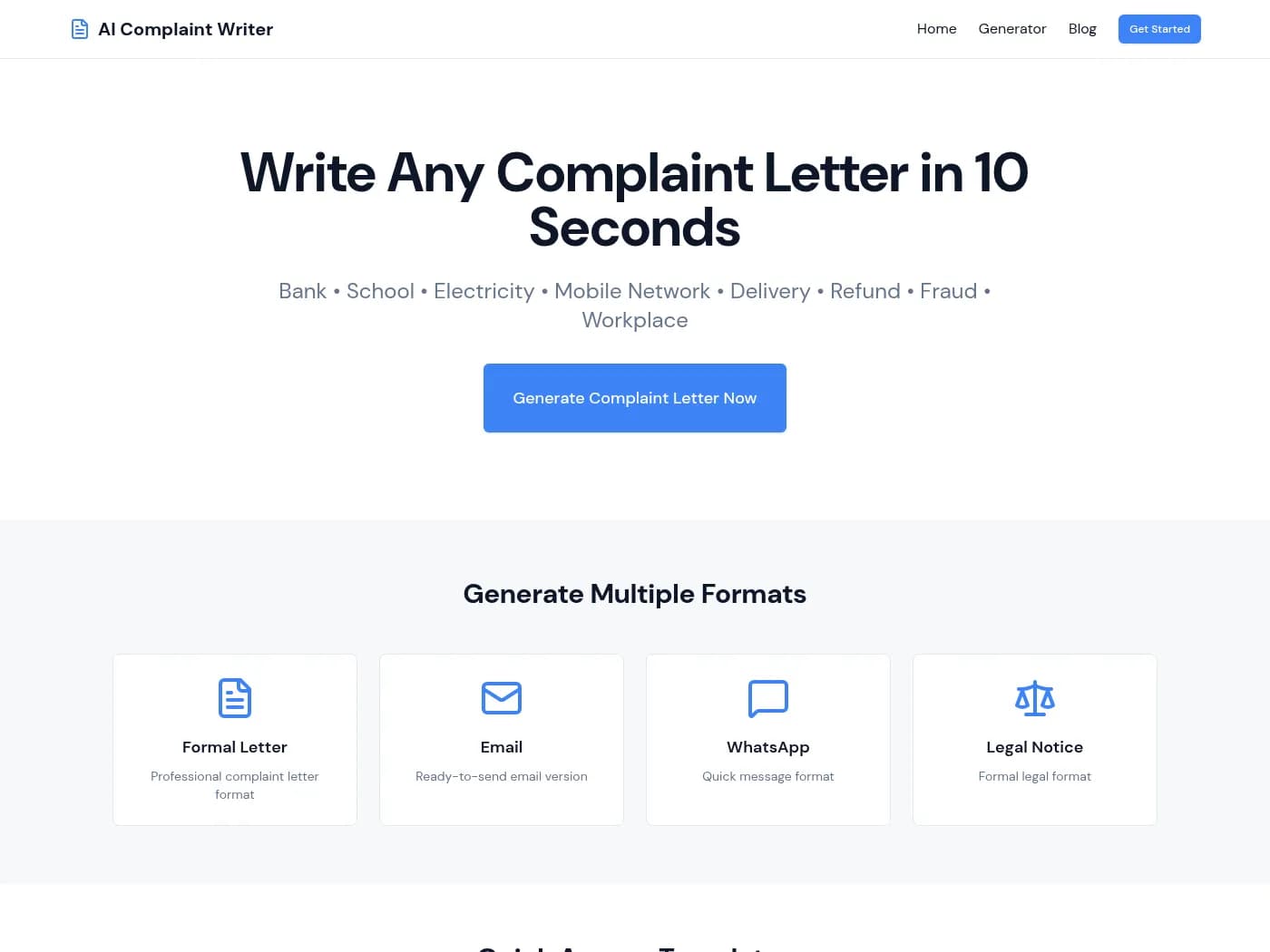 AI Complaint Writer – Instantly Generate Powerful Complaint Letters, Emails, and Legal Notices