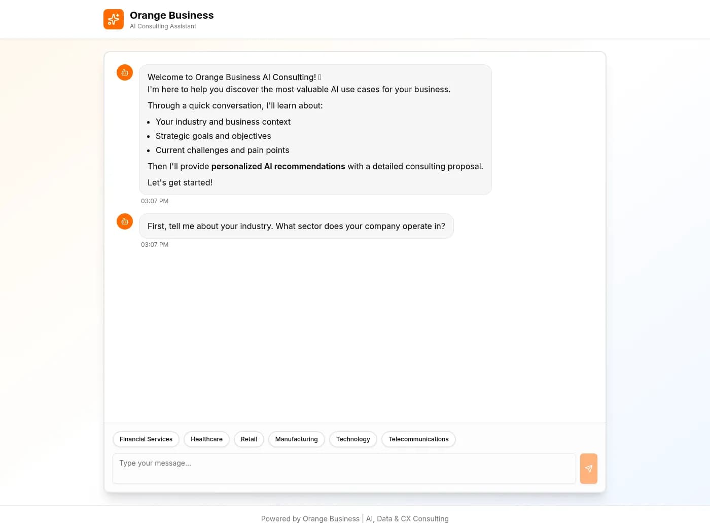 AI Consulting Chatbot for B2B Use Case Discovery
