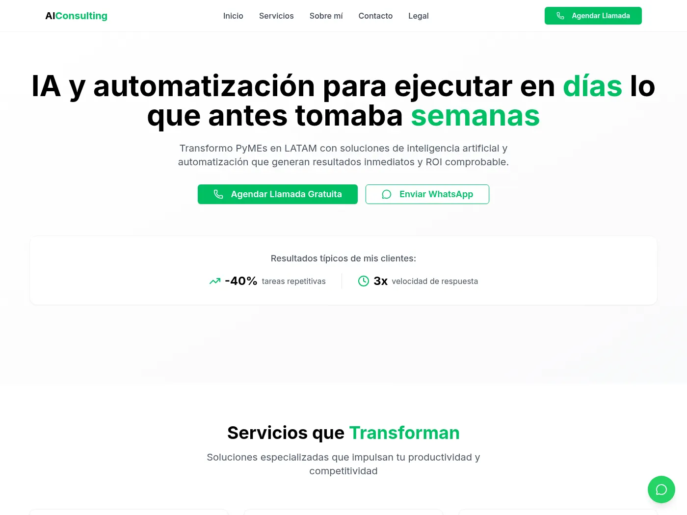 Minimalist AI Consulting Landing Page for Personal Brand