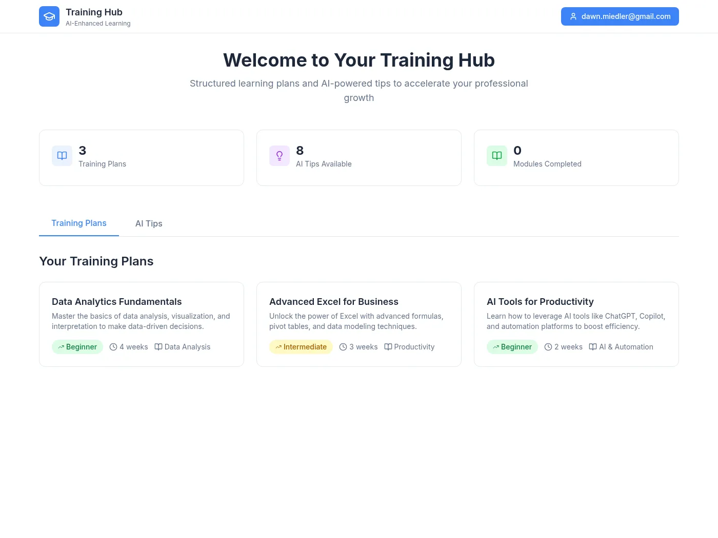 AI-Enhanced Corporate Training Plan & Tips Hub