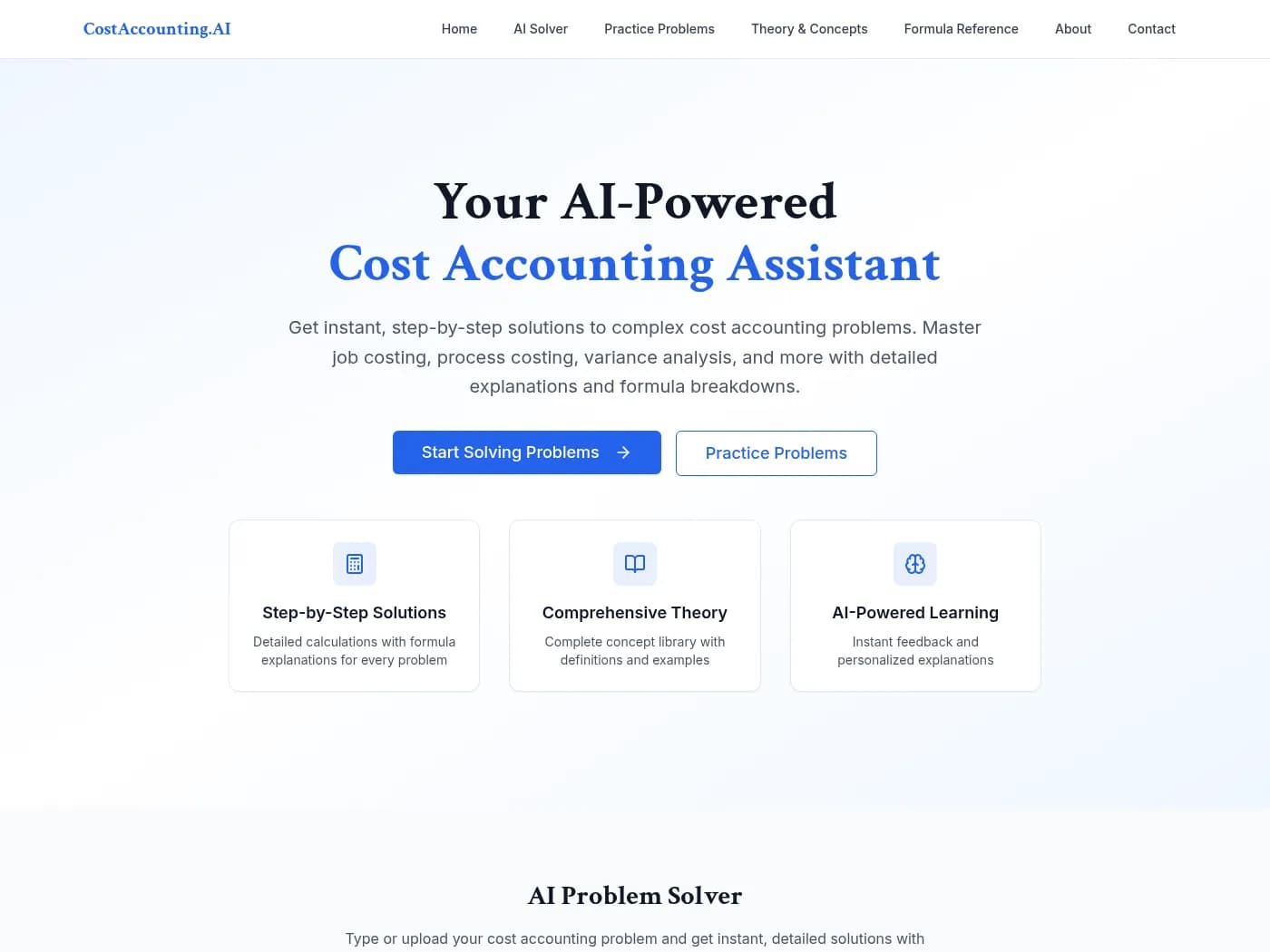 AI Cost Accounting Assistant Website