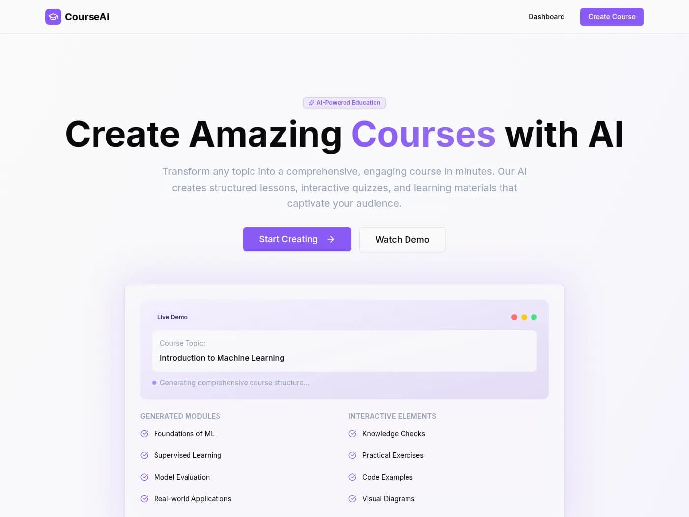 AI Course Generator Website