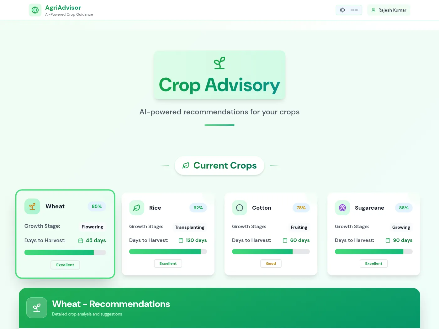 AI Crop Advisory Dashboard with Multilingual Support