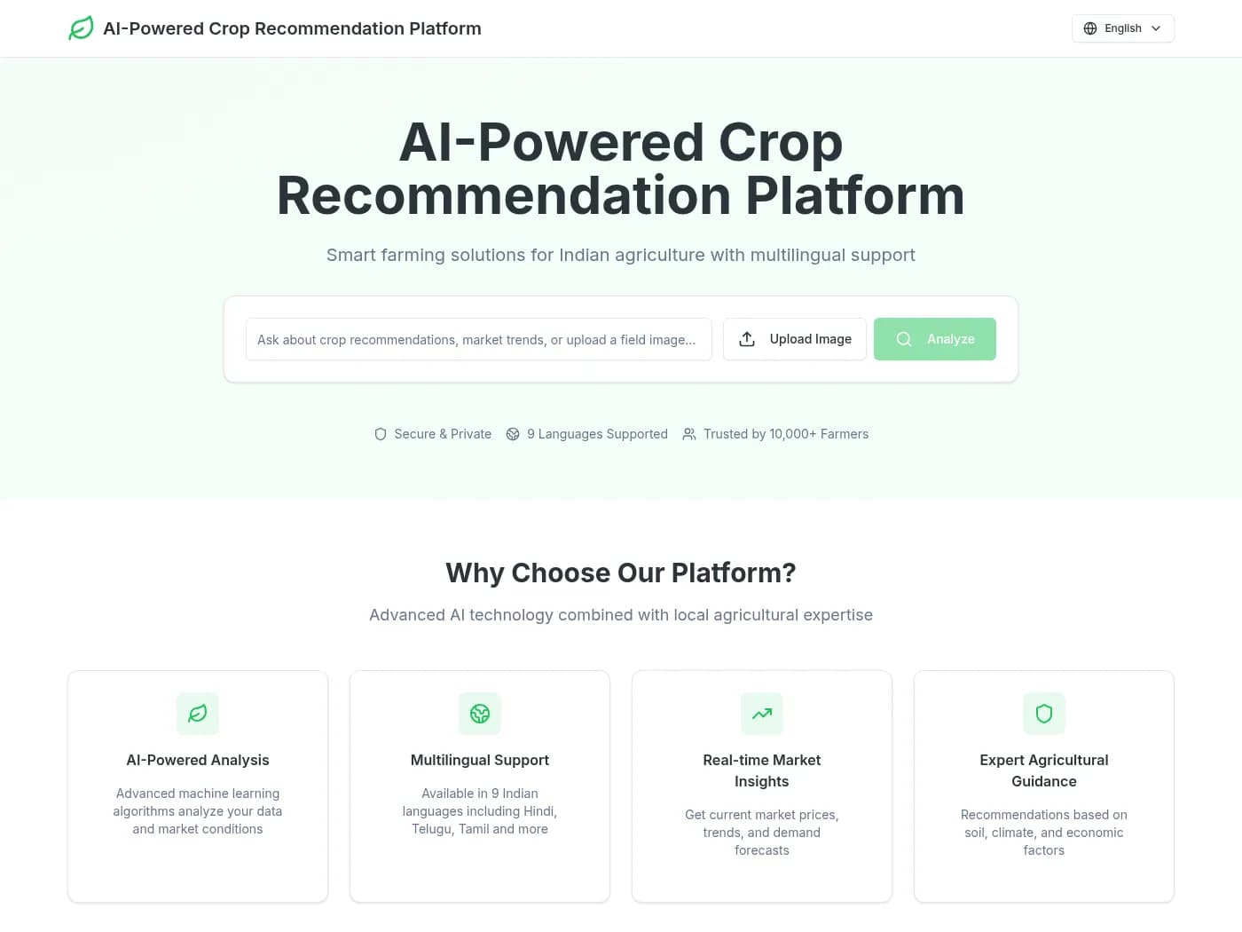 AI-Powered Multilingual Crop Recommendation Platform for Farmers