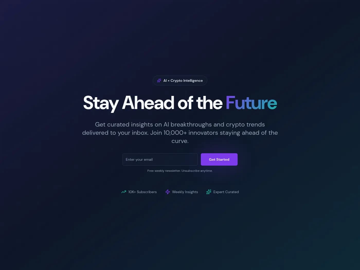 AI & Crypto News Newsletter Landing Page